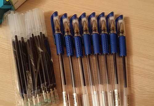 Гелевая ручка синяя, гелевые стержни синие