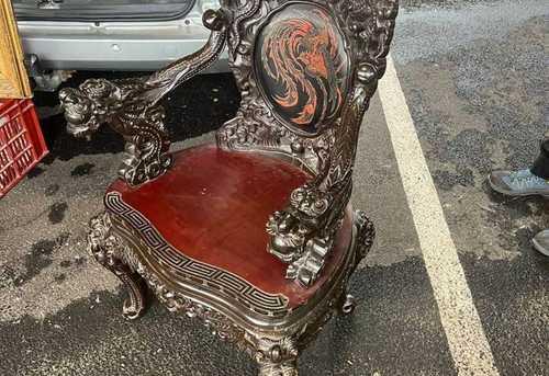 Кресло антикварное/трон с драконами. Массив дерева