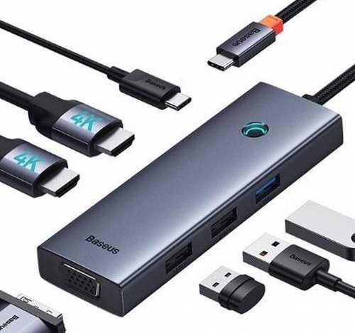 USB хаб Baseus 7 в 1 Type-c hdmi VGA Type-A новый