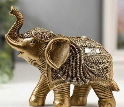 Сувенир "Золотой слон" 13х14,5х7 см