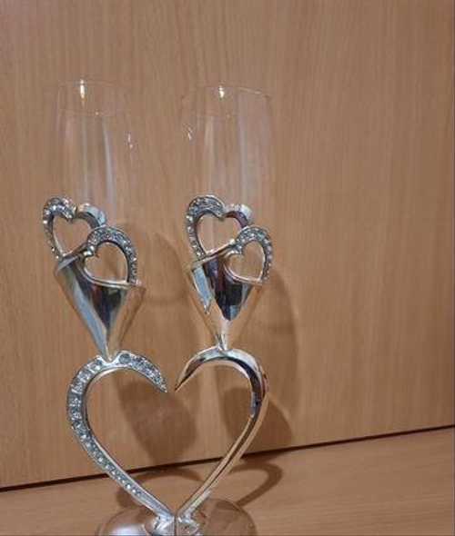 Свадебные бокалы,сердце на двоих