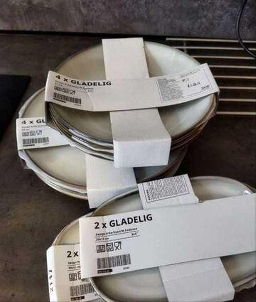 Новые тарелки IKEA gladelig набор посуды