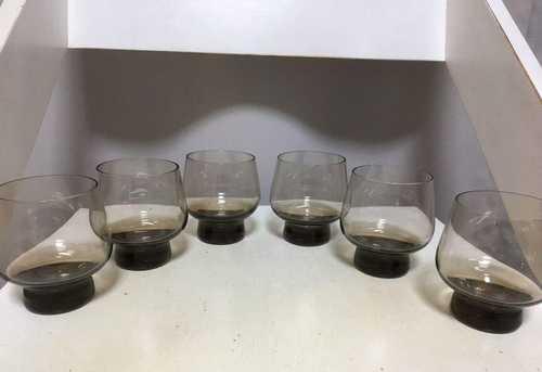 Стеклянные бокалы, прозрачные темного стекла (6шт)