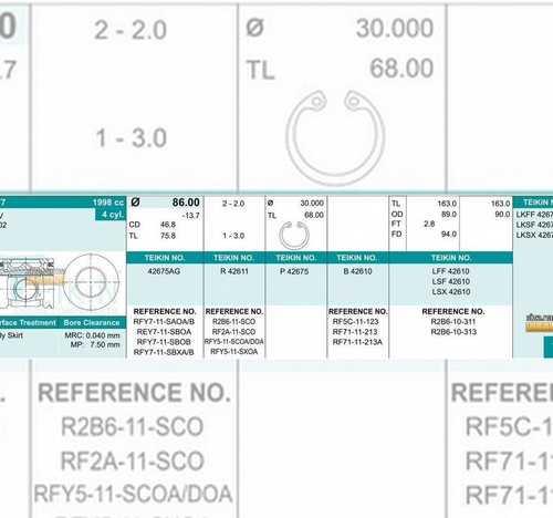 Поршни Teikin 0.50, RF7, RFY711SA0A, 42675AG050