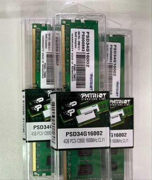 Новая память DDR3 4 gb Patriot psd34g1600c2