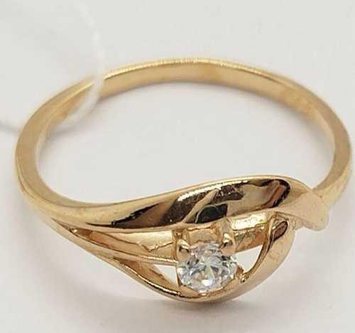 Золотое кольцо с фианитом(ро152961)