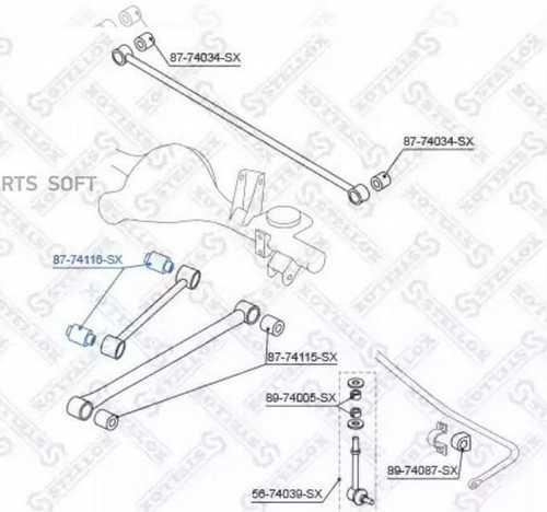 Stellox 87-74116-SX сайлентблок зад. продол. рычага верхн.\ Nissan Terrano R50 all 97