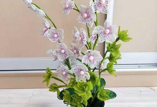 Цветы из бисера, орхидея, на 8 марта
