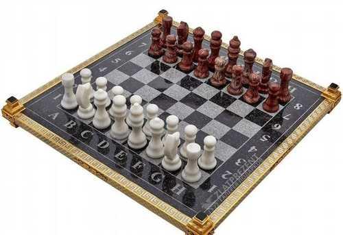 Шахматы-нарды 2в1 из гранита и лемезита