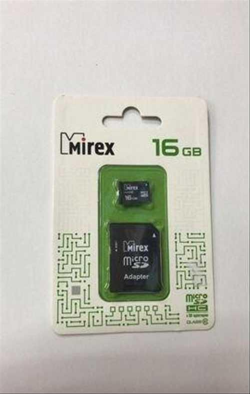 Карта пямяти microsdhc 16gb Mirex, class 10