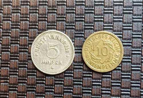 Монеты Германии и Эстонии 1924 год