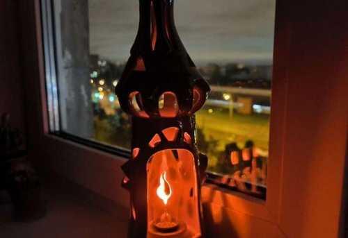 Настольная лампа СССР керамика свеча электро