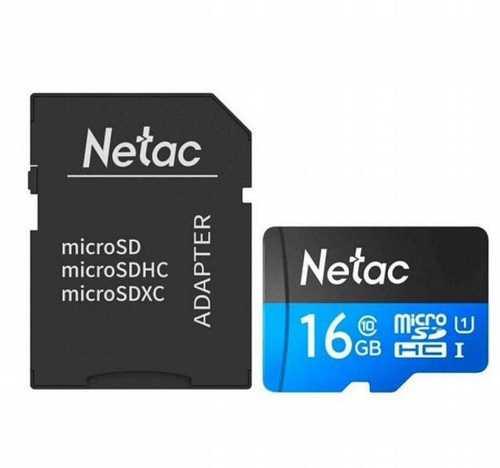 Карта памяти Netac MicroSD P500 Standard Class 10 UHS-I (90 Mb/s)   SD адаптер, 16GB