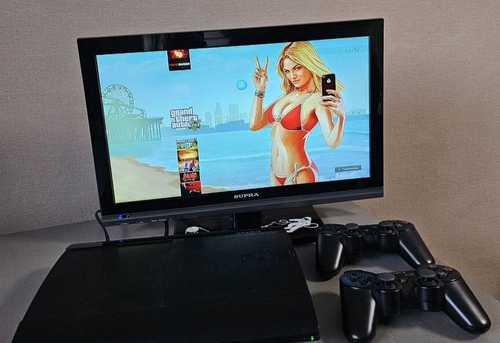 Sony Playstation 3 super slim прошитая 500гб 45игр