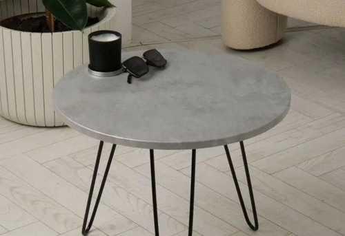 Журнальный столик прикроватный круглый серый