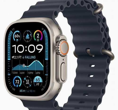 Смарт-часы Apple Watch Ultra 2 (2024), 49, Natural Titanium, Ocean Band, Navi