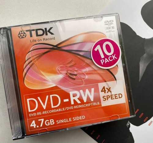 Диск DVD RW 4.7GB 4x упаковка 10 штук