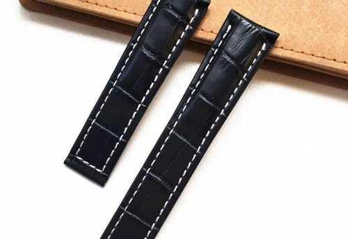 Кожаный ремешок на часы Breitling 20мм Black
