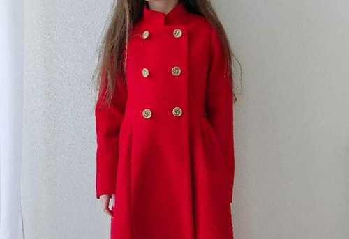 Шерстяное пальто для девочки, красный цвет
