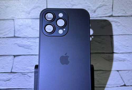 Чехол на iPhone 14 pro max чёрный,матовое стекло
