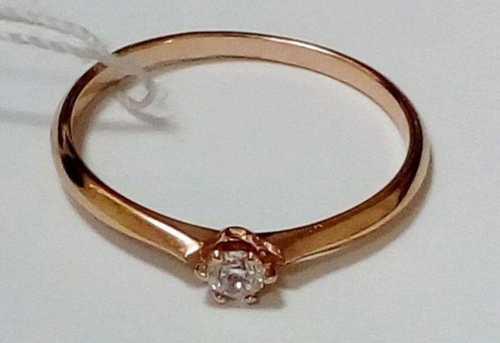 Золотое кольцо с фианитом 585 пробы р-18