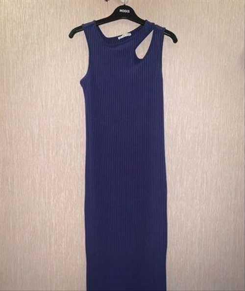 Платье синее zara woman basic collection