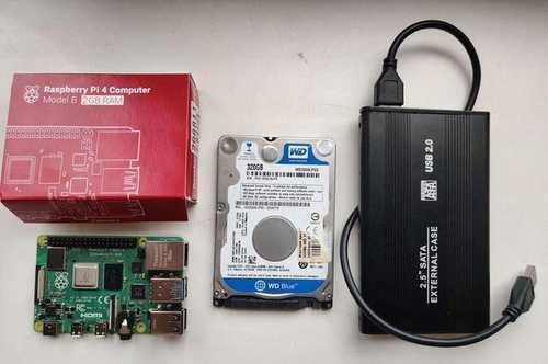 Raspberry Pi 4 B 2 GB + HDD 3,5 WD 320 Gb + кейс