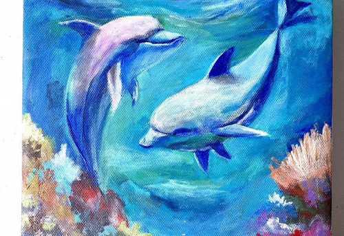 Картина пара дельфинов