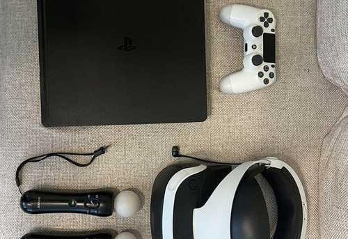 Playstation 4 slim + Шлем sony PS4 vr+ 2 move