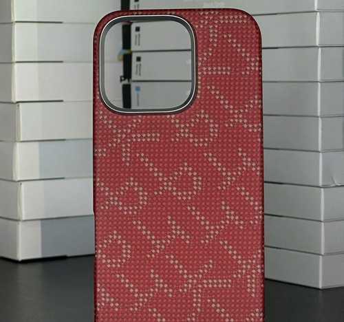 iPhone 16 Pro. Pitaka MagEZ Case 6 Monogram Red