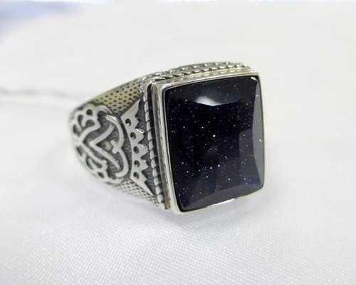 Мужское серебряное кольцо-печатка с Авантюрином