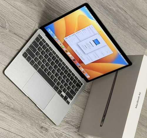 Macbook air 13 m1 8 256 37 циклов зу коробка чек