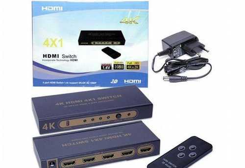 Свитчер hdmi 4 в 1 (v.1.4) invin 4KDK404+ пду