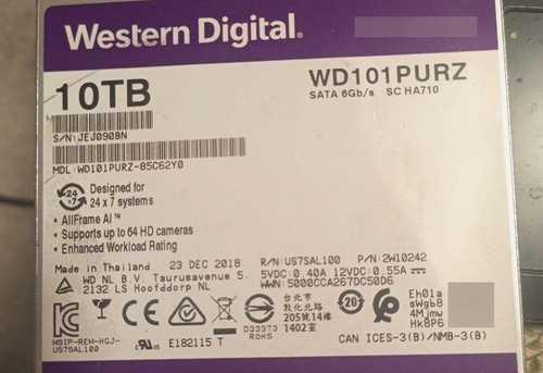 Жёсткий диск. 10 тб. WD101purz. смарт ок