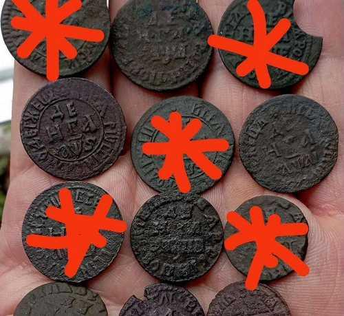 Денга Петра I 1702-1716 всего 12 шт