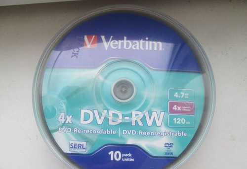 Диск DVD-RW Verbatim 4.7Gb 4x Cake Box (10шт)