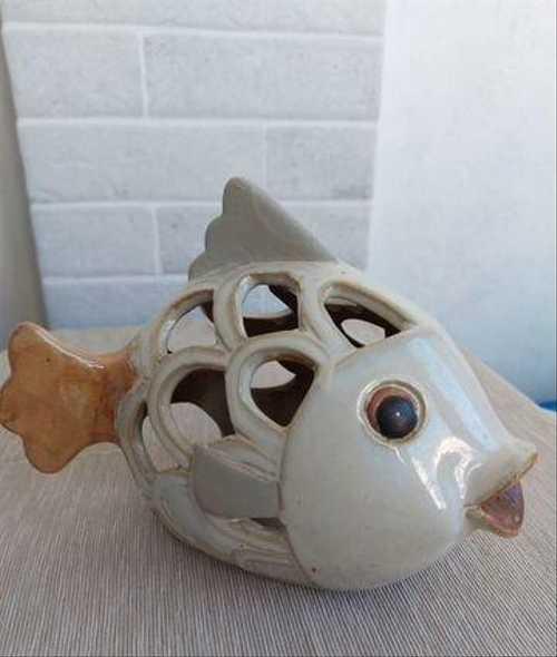 Статуэтка-подсвечник рыба керамика