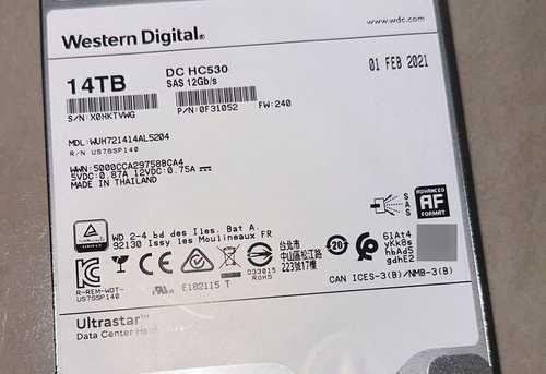 Жесткий диск WD 14 Tb DC HC530 3.5 SAS 12 Gb/s