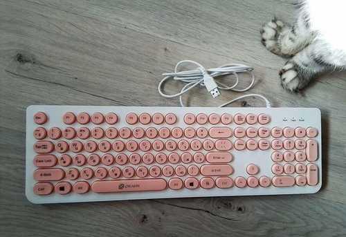 Клавиатура проводная оклик розовая