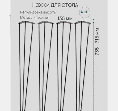 Ножки для стола опора мебельная 715 ф8 мм черные