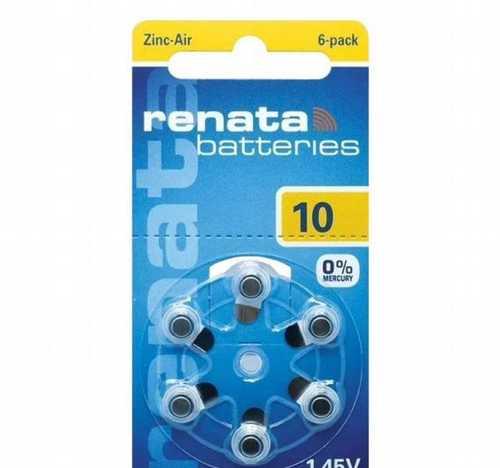 Батарейка Renata ZA10 BL6 Zinc Air 1.45V