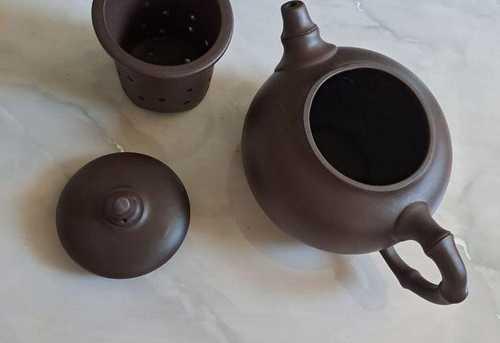 Заварочный чайник глиняный с заварочной колбой
