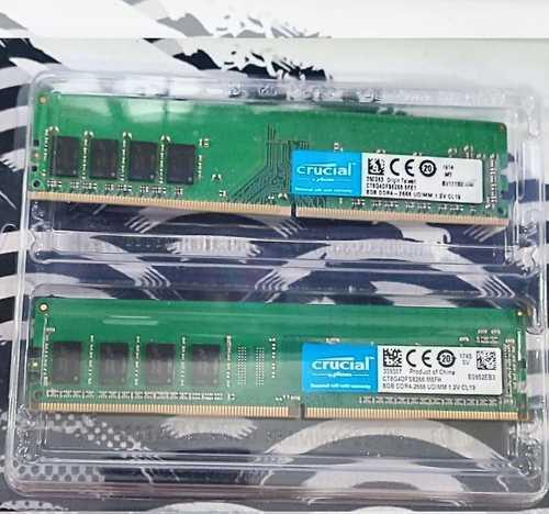 Оперативная память ddr4 8gb(x2) crucial 2666