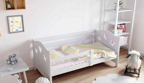 Кроватка сингл для малыша высокий борт берёза