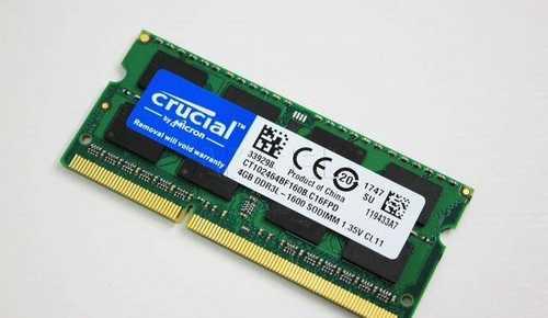 Оперативная память DDR3L 4 GB 1600 MHz (Sodimm)