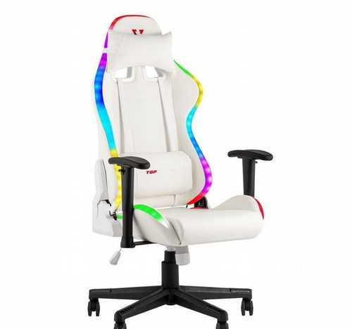 Кресло спортивное с подсветкой TopChairs GMM-080 белый на черной базе