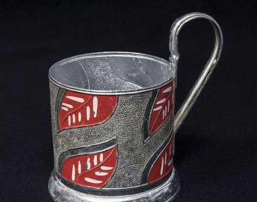 Подстаканник Листья красные, алюминий (7)