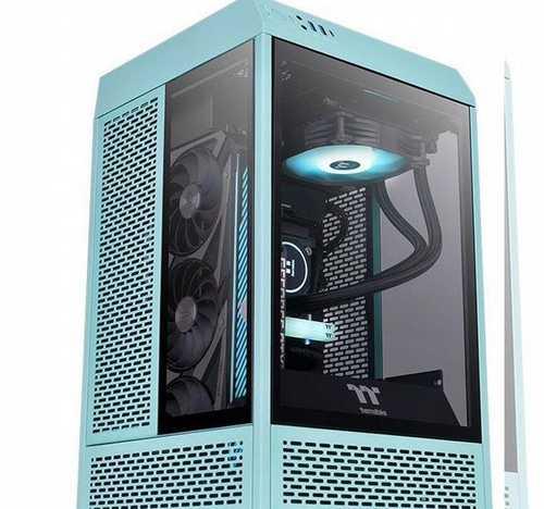 Thermaltake The Tower 100 Turquoise бирюзовый без бп miniITX (CA-1R3-00sbwn-00)