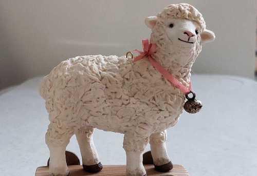 Ватная ёлочная игрушка овечка