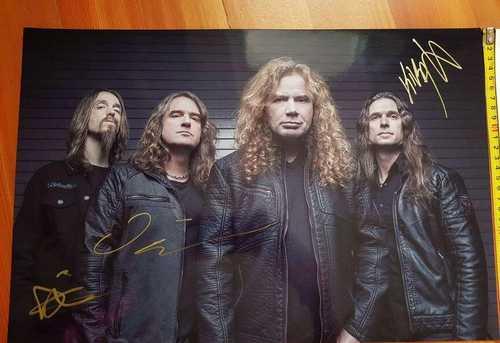 Автографы Megadeth 45см на 30см постер
